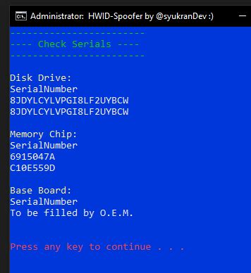 Github Syukrandev Hwid Window Spoofer Hiatus Spoof Your Hdd Ram Etc Serial Number In Case