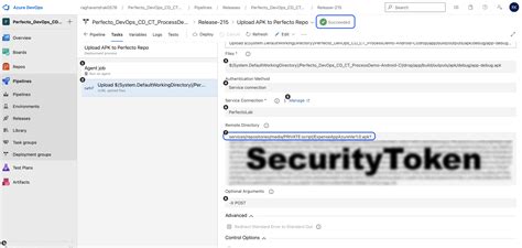 artifacts file upload from azure devops vsts to the perfecto