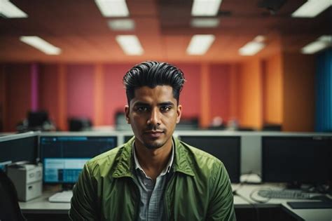 Premium Ai Image Photo Portrait Of Male Programmer In Office Premium Ai Image Photo Portrait Of Male Programmer In Office