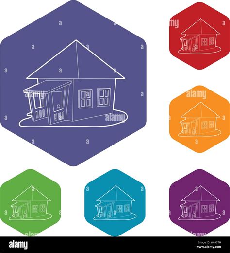 Bungalow Icons Vector Hexahedron Stock Vector Image And Art Alamy
