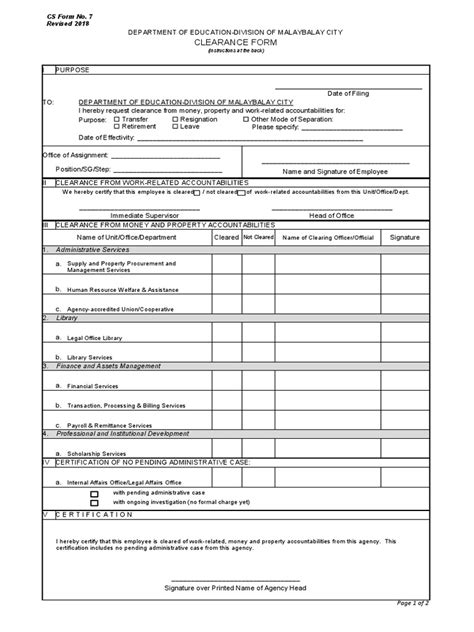 Cs Form No 7 Clearance Form Pdf Economies Business