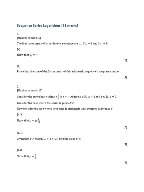Sequence Series Logarithms P1 Pdf Theoretical Computer Science