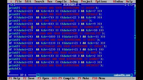 C Program Knowing Your Zodiac Sign And Birthstone Code With C