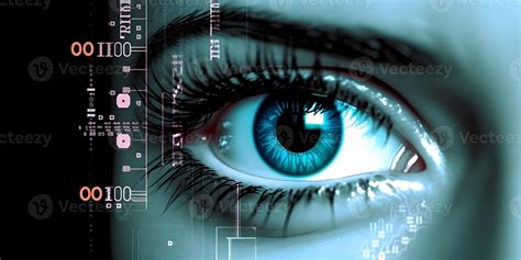 Woman Eye With Digital Coding Iris Screen Concept Of Iris Recognition
