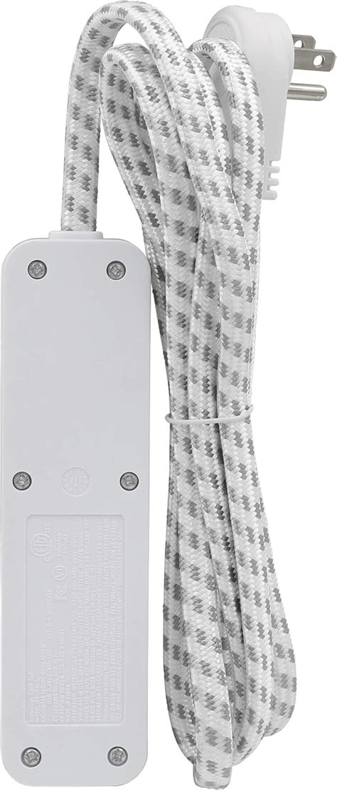 Clear Power Cable De Extensión De Enchufe Plano De 6 Pies Con 2 Tomas De Corriente Cargador