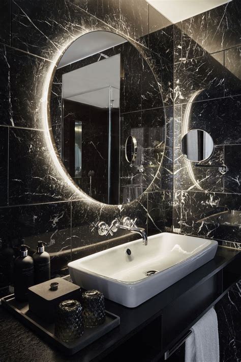 Black Marble Tile Bathroom Wall