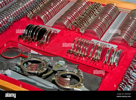 Trial Lens Set For Refraction In A Wooden Box Essential Equipment For Optometry And