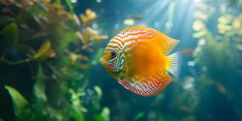 Observing Discus Fish In A Lush Aquarium Environment Concept Aquarium