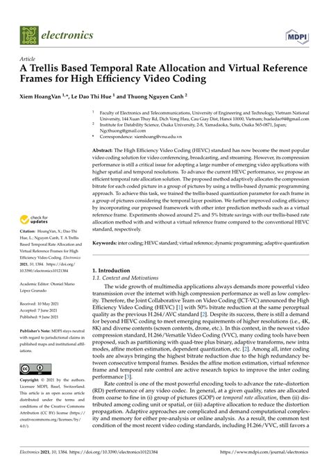 Pdf A Trellis Based Temporal Rate Allocation And Virtual Reference Frames For High Efficiency