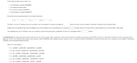 Multiple Linear Regression For Each Of The Scenarios Chegg