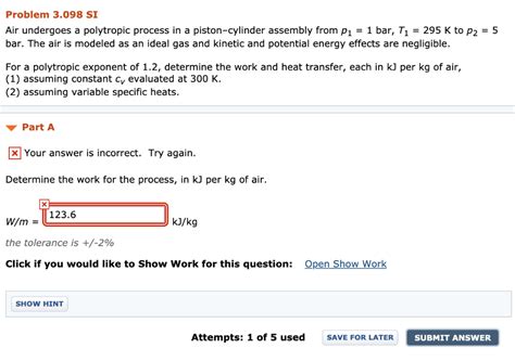 Solved Problem 3 098 Si Air Undergoes A Polytropic Process