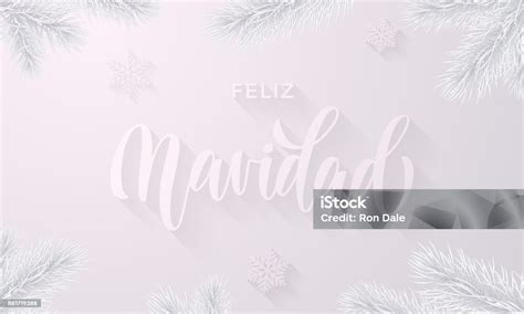 하얀 눈 서 리 배경에 Feliz Navidad 스페인어 메리 크리스마스 휴일 눈송이 장식 냉동된 얼음 서 예 글꼴 및 얼음