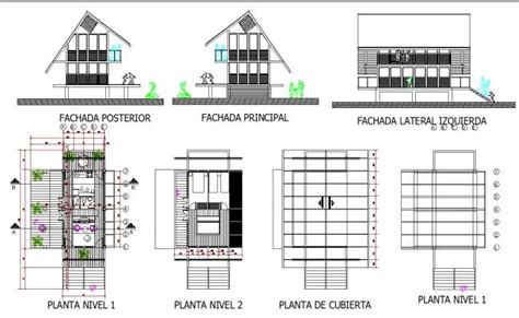 Housing Building Structure Plan And Elevation 2d View Layout File In Autocad Format