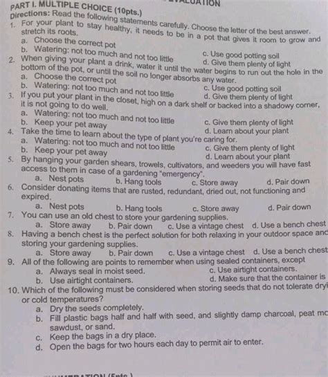 PART I MULTIPLE CHOICE 10pts Directions Read StudyX