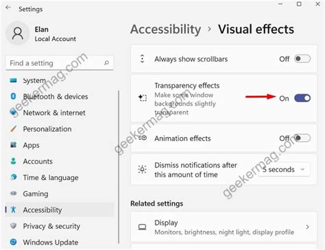 How To Enable And Disable Transparency Effect In Windows PC