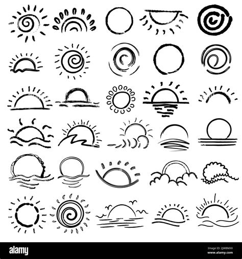 Hand Drawn Sun Sun Rays A Sketch Of The Sun Doodle Style Illustration Of Vector Line Art