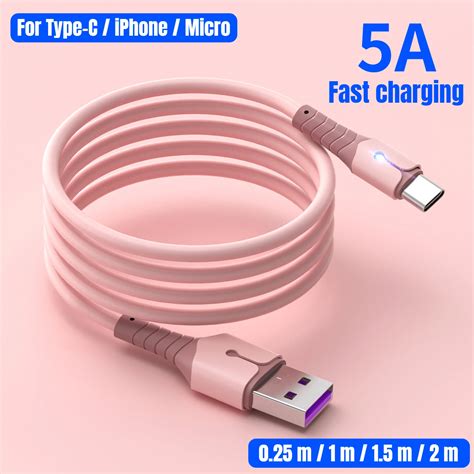 A Fast Charging Cable Liquid Silicone With Light Data Cable For Xiaomi Huawei Samsung Mobile