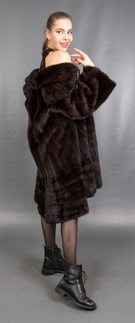 Glamorous Real Mink Fur Coat Luxury Fur Jacket Swinger Beautiful Look Size Xl Etsy