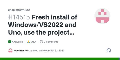 Fresh Install Of Windowsvs2022 And Uno Use The Project Wizard Select