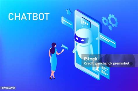 Ai 채팅 봇 기술 개념 로봇과 채팅하고 질문하고 답변을 받는 사람들 Ai 어시스턴트 지원 벡터 일러스트 레이 션 가상현실에 대한 스톡 벡터 아트 및 기타 이미지 Istock