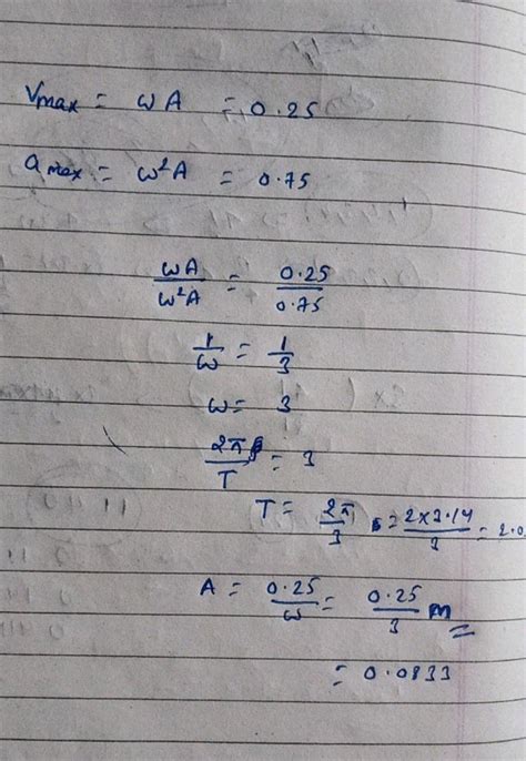 a body executing shm has a maximum velocity of 1ms 1 and a maximum