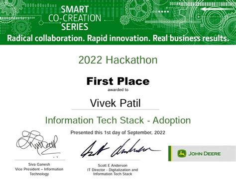vivek patil on linkedin winner hackathon2022 johndeere 14 comments