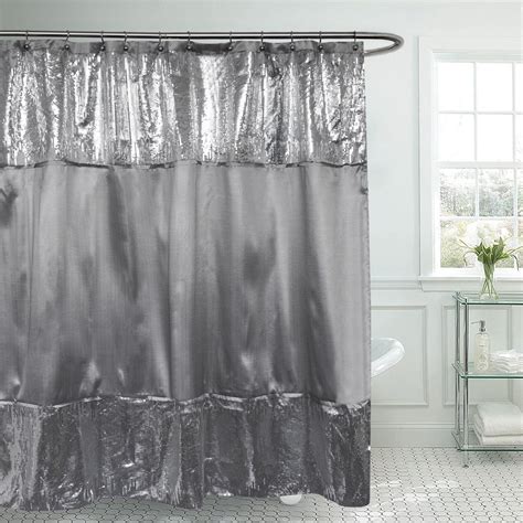 Sweet Home Collection Silver Glamour Sequins Shower Curtain 72 X 72