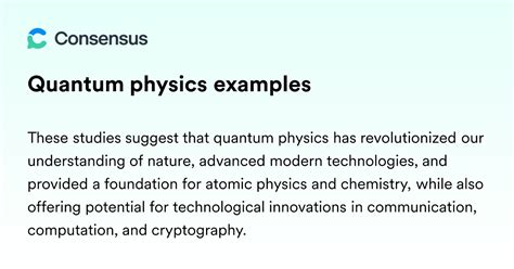 Quantum Physics Examples Consensus Academic Search Engine