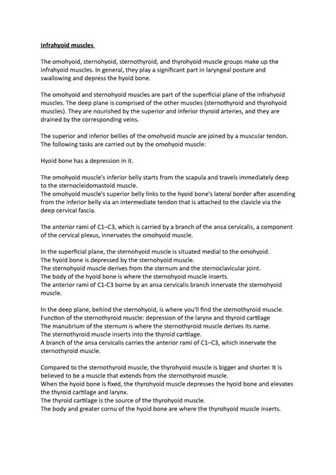 Infrahyoid Muscles Anatomy Notes Infrahyoid Muscles The Omohyoid Sternohyoid Sternothyroid