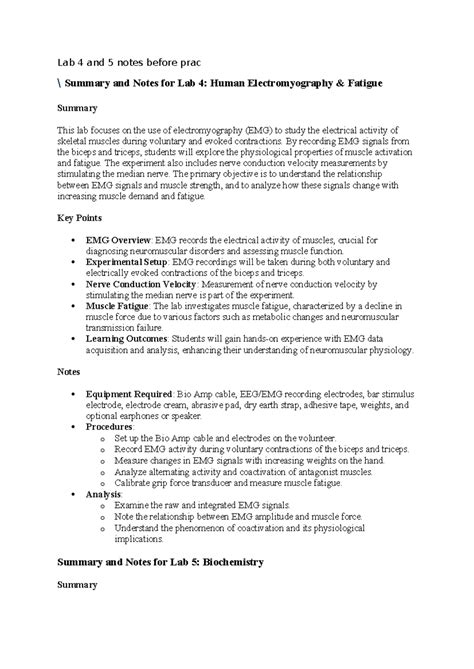 Rbm2364 Lab 4 And 5 Notes Lab 4 And 5 Notes Before Prac Summary And