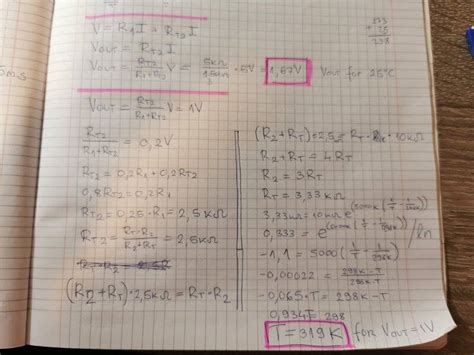 Calculate Voltage And Temperature For This Temperature Dependent Resistor