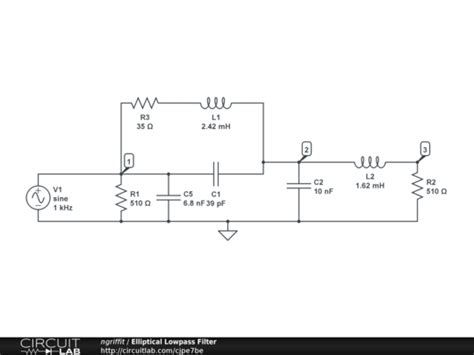Elliptical Lowpass Filter Circuitlab