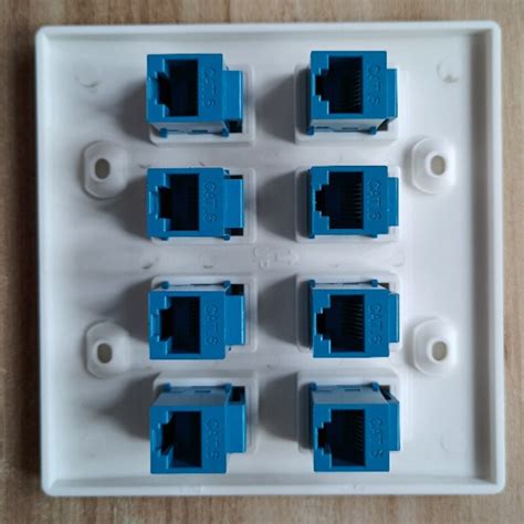 Ethernet Wall Plate 8 Port Double Gang Cat6 Rj45 Grandado