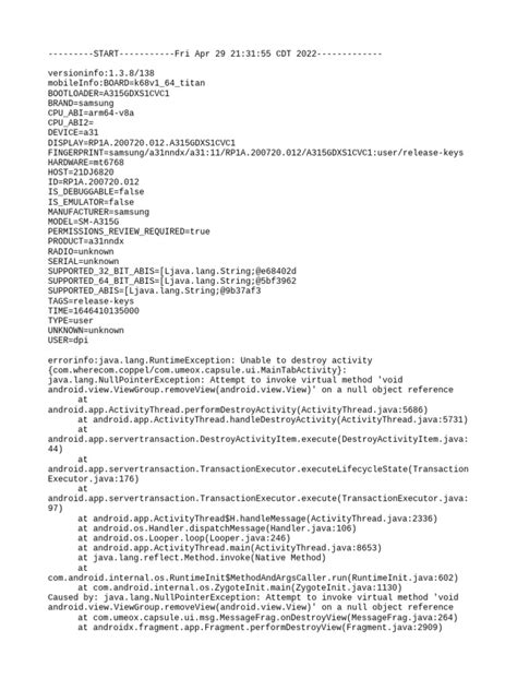 Com Wherecom Coppel Crashlog Pdf Java Programming Language Computing Platforms