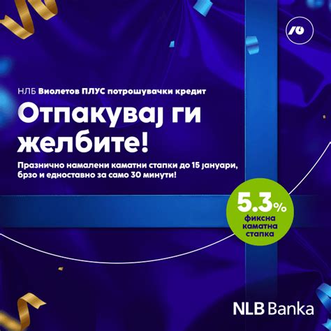 НЛБ Банка со празнична понуда за потрошувачки кредити со фиксна каматна стапка од 5 3 Mk