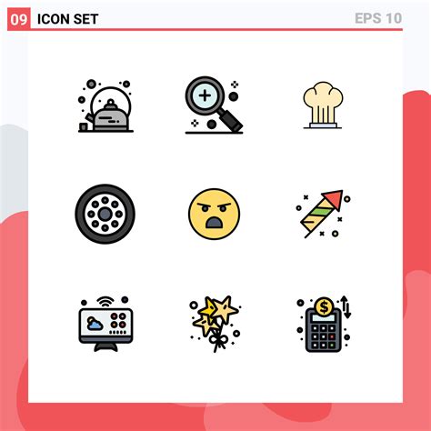 Set Of 9 Modern Ui Icons Symbols Signs For Wheels Spare Parts Ui