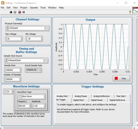 Cant Modify The Analog Output Frequency In The Ni Max Test Panels Ni