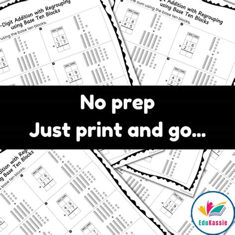 2 Digit Addition With Regrouping Using Base Ten Blocks Worksheets 2nd Grade