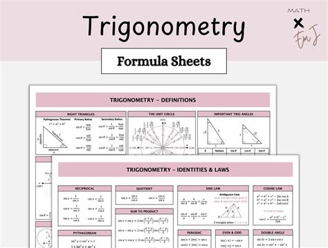 Math Formula Sheets Trigonometry Cheat Sheets Math Trigonometric