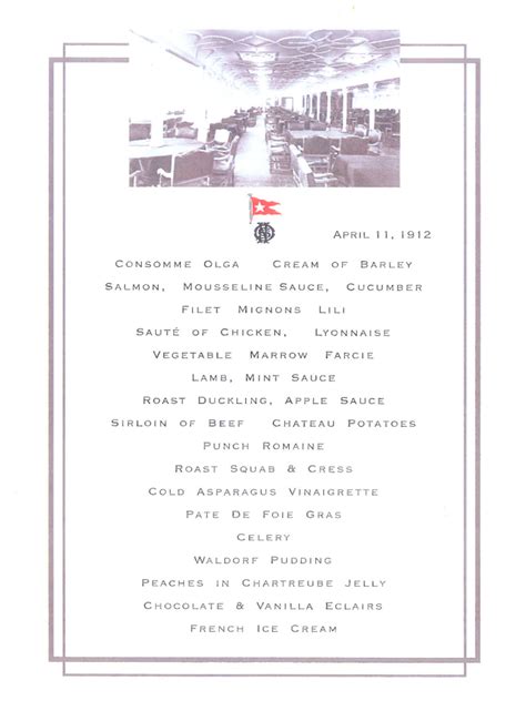 Titanic First Class Dinner Menu The Titanics Incredible Menu Revealed