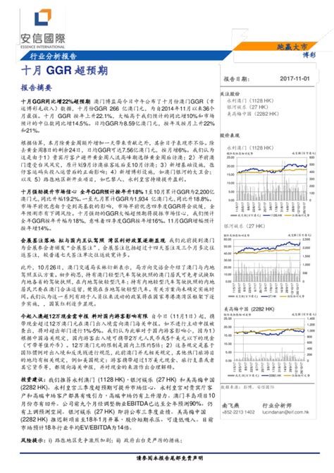 博彩行业分析报告：十月ggr超预期