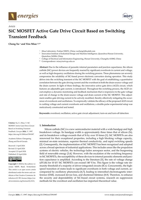 Pdf Sic Mosfet Active Gate Drive Circuit Based On Switching Transient Feedback