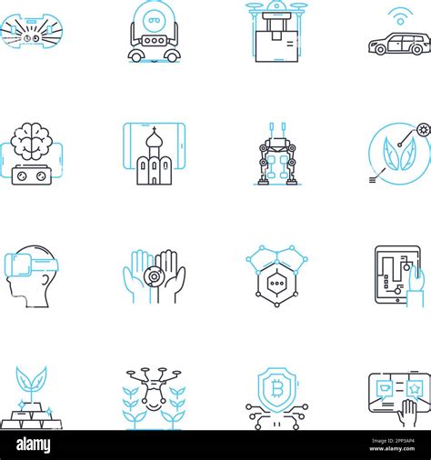 High Tech Advancements Linear Icons Set Robotics D Printing Nanotechnology Quantum Computing