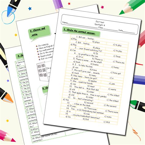 Итоговая контрольная работа УМК Spotlight 4 класс Exit Test Spotlight 4