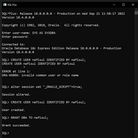 Create User In Oracle Database