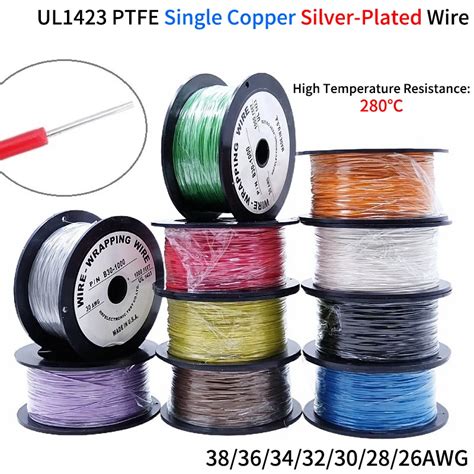 Медный посеребренный провод 38/36/34/30/28/26 AWG Micro Fine UL1423, 5 ...