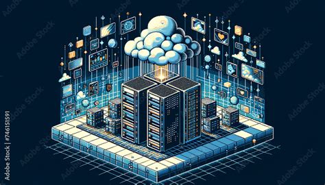 Virtualization Vortex Retro Inspired Pixel Art Of A Central Server In