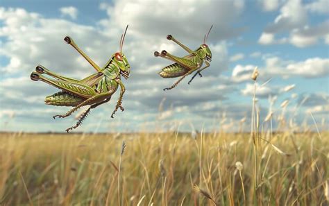 Premium Photo Grasshoppers Performing Athletic Jumps