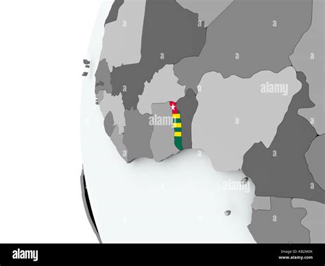 Illustration Of Togo On Political Globe With Embedded Flag 3d