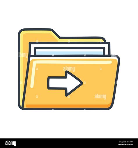 Move Folder Icon Yellow Folder Icon With White Right Arrow Indicating File Transfer Or Data